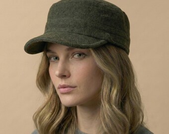 Gray Winter Cadet Cap, Wool Army Style Hat, Unisex Military Cap, Work ...