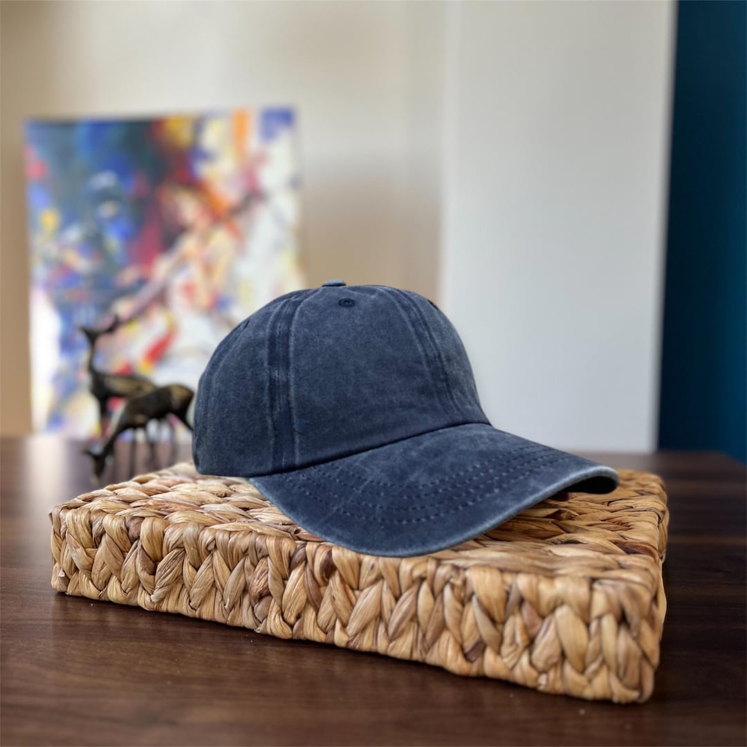 Dark Blue Washable Denim Baseball Cap, Premium Unisex Sun Cap, Unisex ...