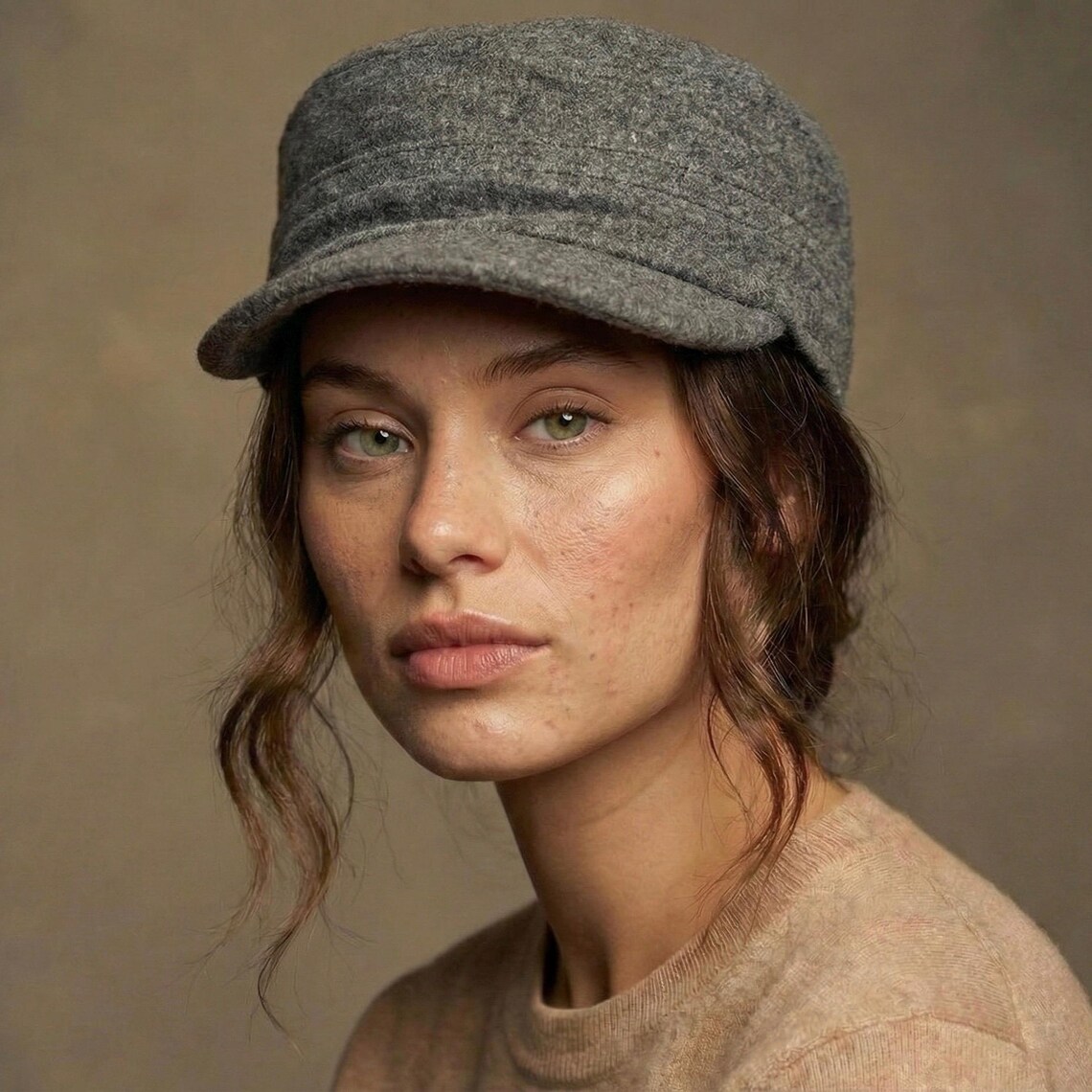 Gray Winter Cadet Cap, Wool Army Style Hat, Unisex Military Cap, Work ...