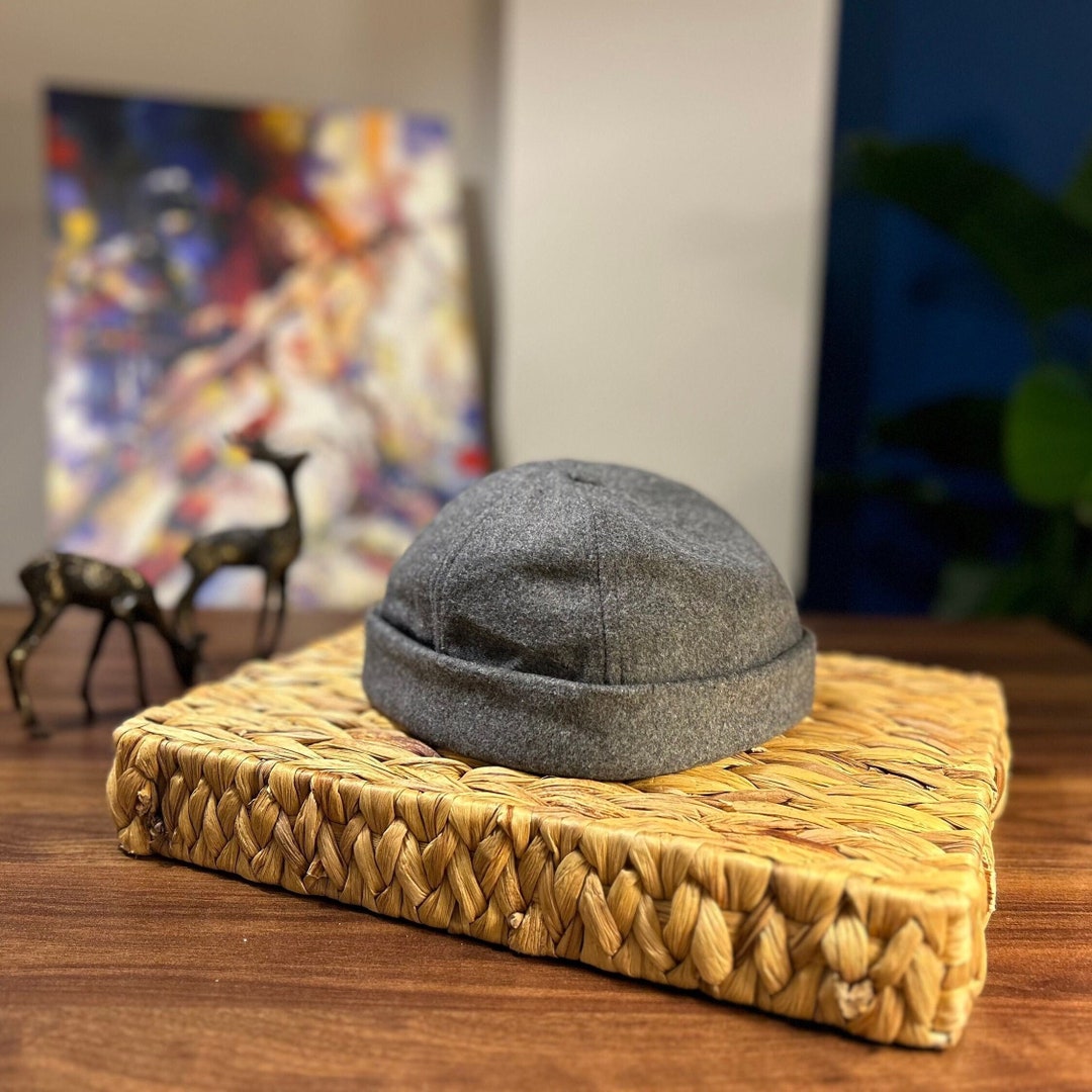 Gray Docker Hat,brimless Beanie Docker Cap,adjustable Harbour Hat,sailor Military Hat,wool ...