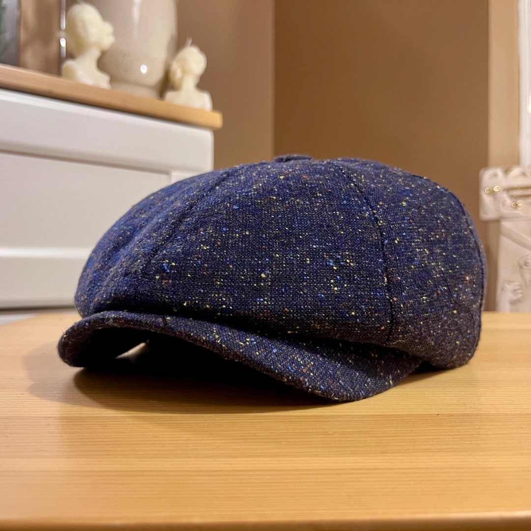 Dark Blue Newsboy Cap, Blue Spotted Hat, Peaky Blinders Hat, Wool Hat ...