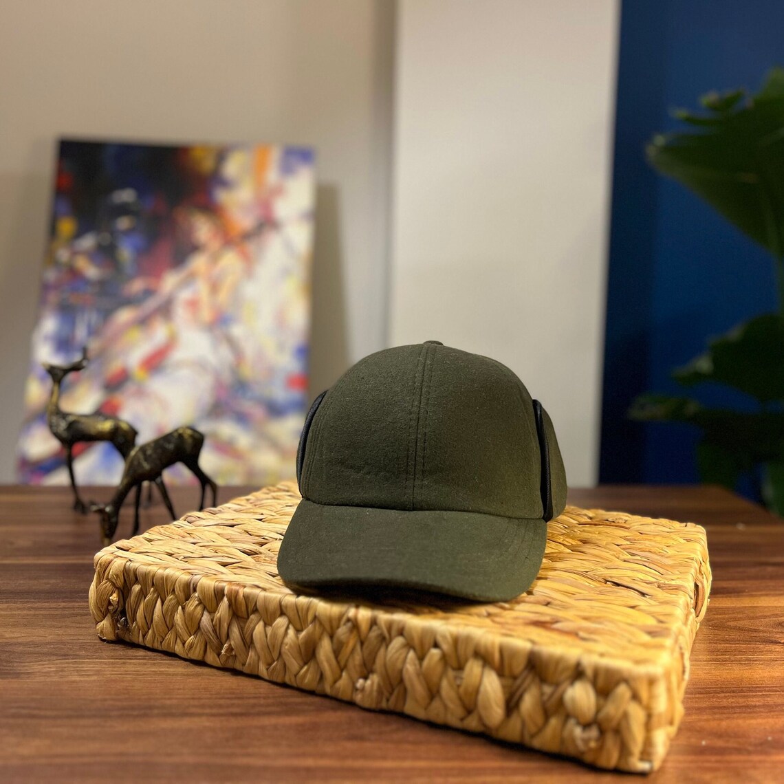 Green Foldable Earflap Cap, Green Earflap Hat, Foldable Baseball Cap ...