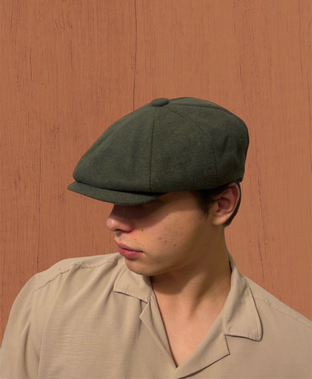 Green 8 Panels Cap, Newsboy Cap, Peaky Blinders Hat, Flat Cap, Vintage ...