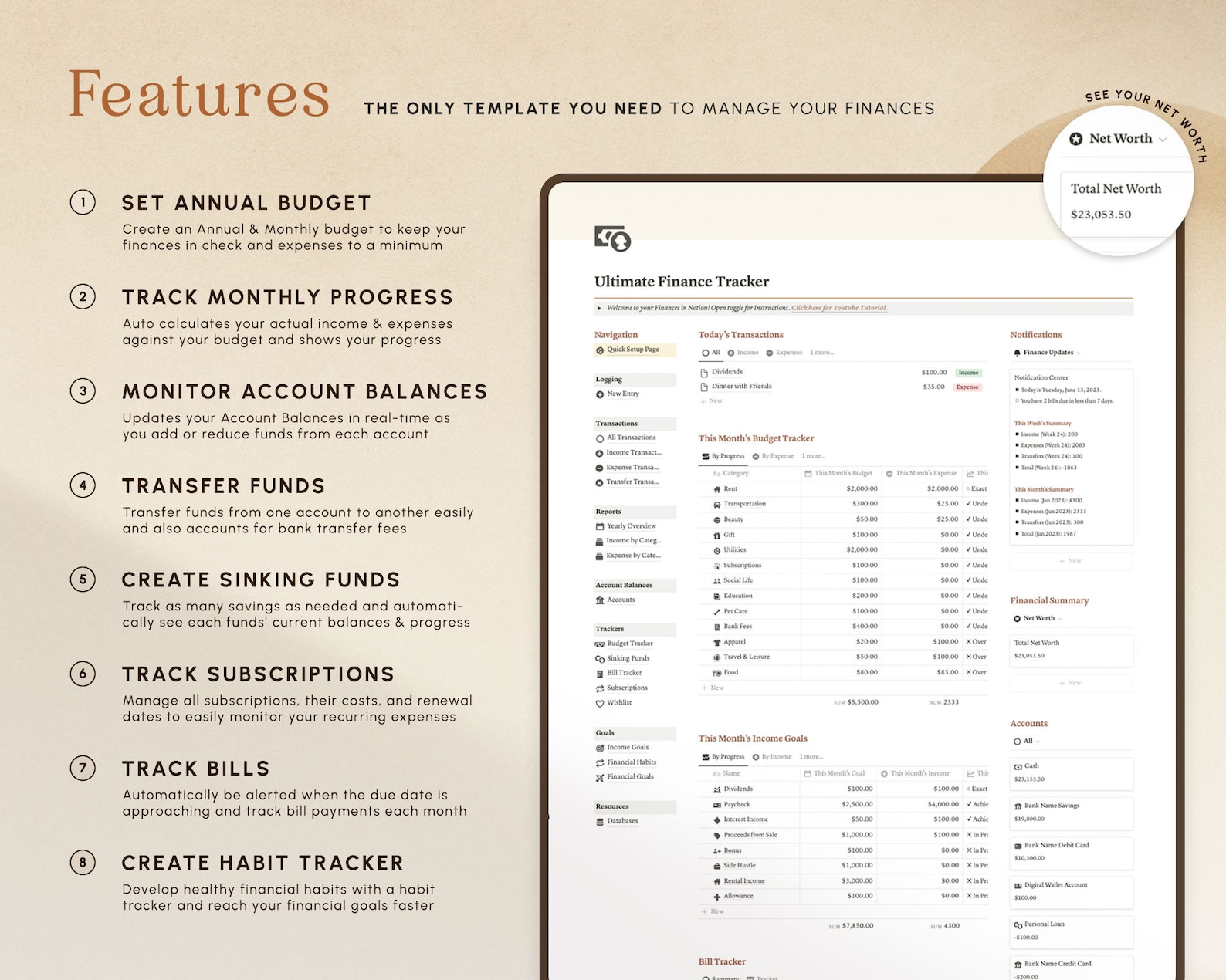 Notion Template Personal Finance Tracker Budget Tracker | Income and ...