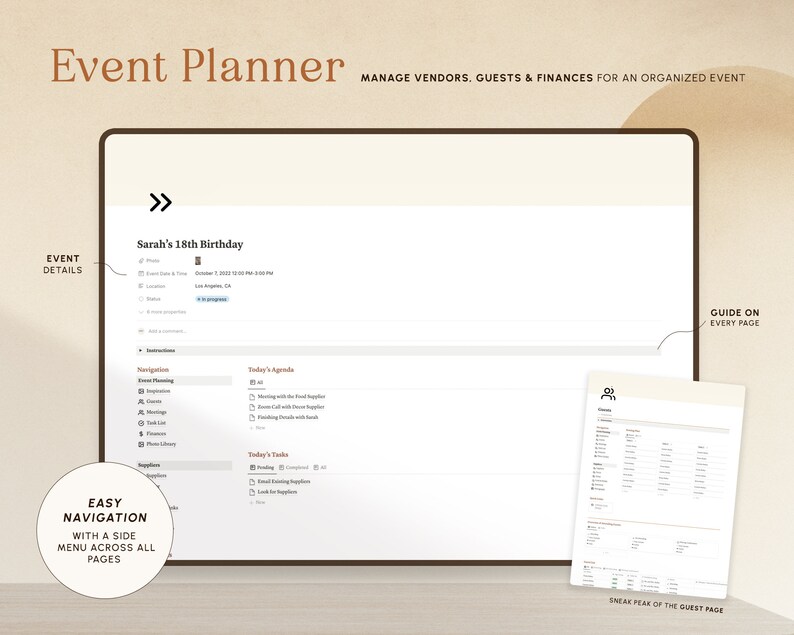 Notion Template Event Planner Party Checklist Event - Etsy