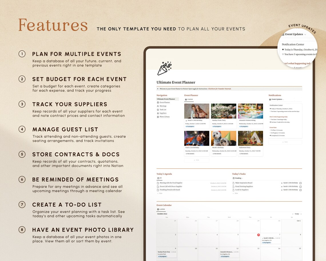 Notion Template Event Planner Party Checklist Event - Etsy