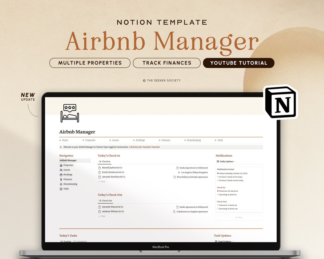 Notion Template Airbnb Tracker Airbnb Manager Airbnb Host - Etsy