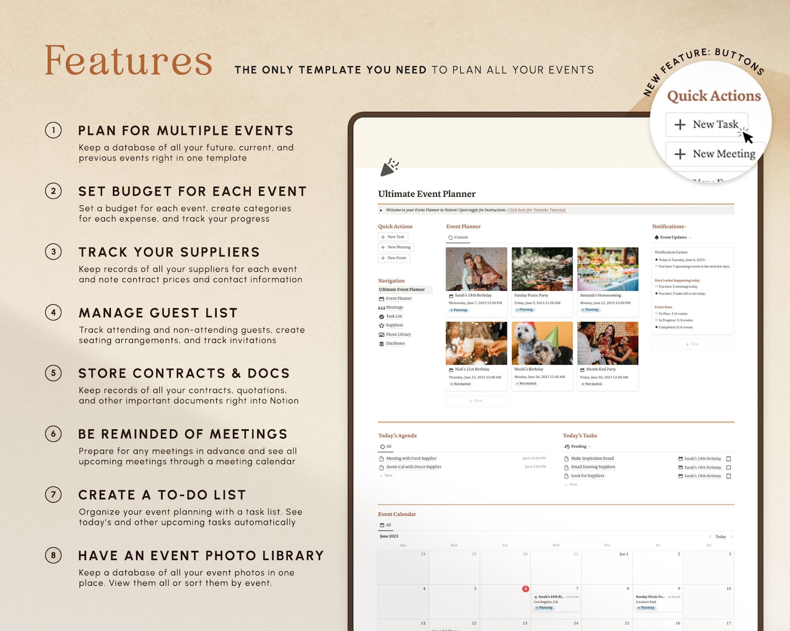 Notion Template Event Planner, Party Checklist, Event Organizer Notion ...