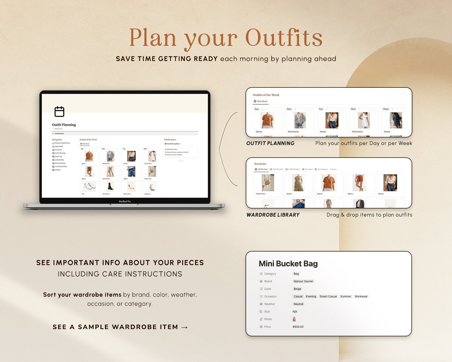 Notion Template Wardrobe Manager Notion Outfit Planner - Etsy