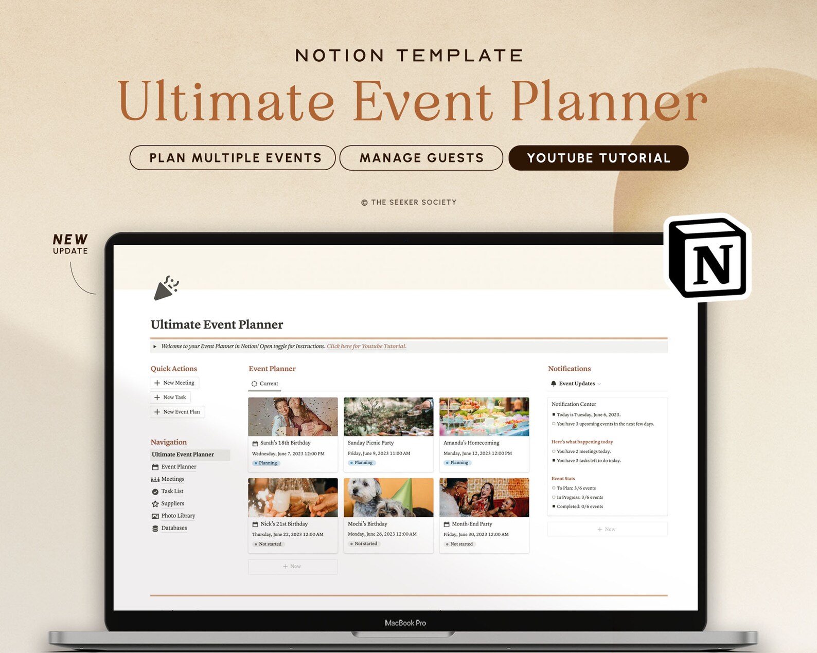 Notion Template Event Planner, Party Checklist, Event Organizer Notion ...