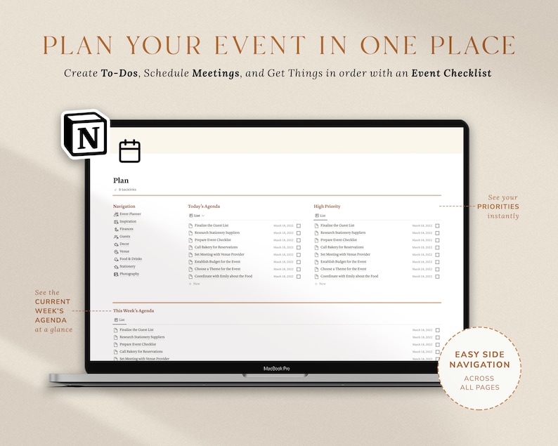 Notion Template Event Planner Party Checklist Event - Etsy