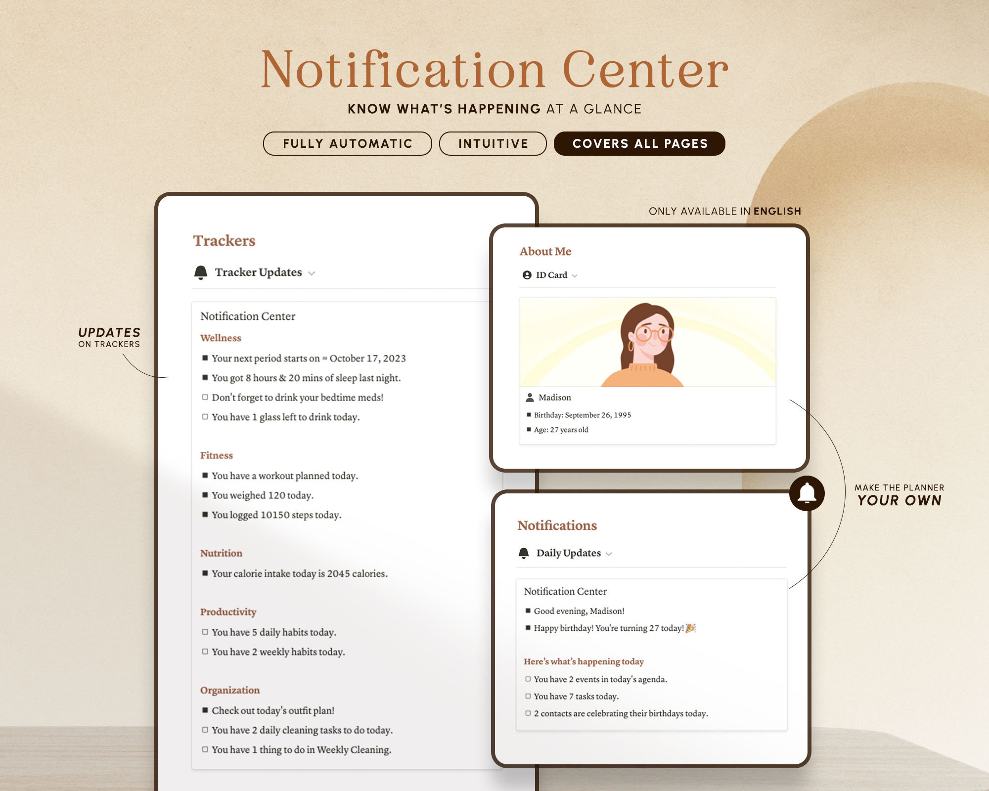 Plantilla Notion Planificador de vida extendida Plantilla todo en uno Panel de control Notion ...