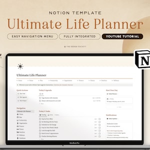 Notion Template Ultimate Life Planner All in One Notion Dashboard Personal Planner Aesthetic ...