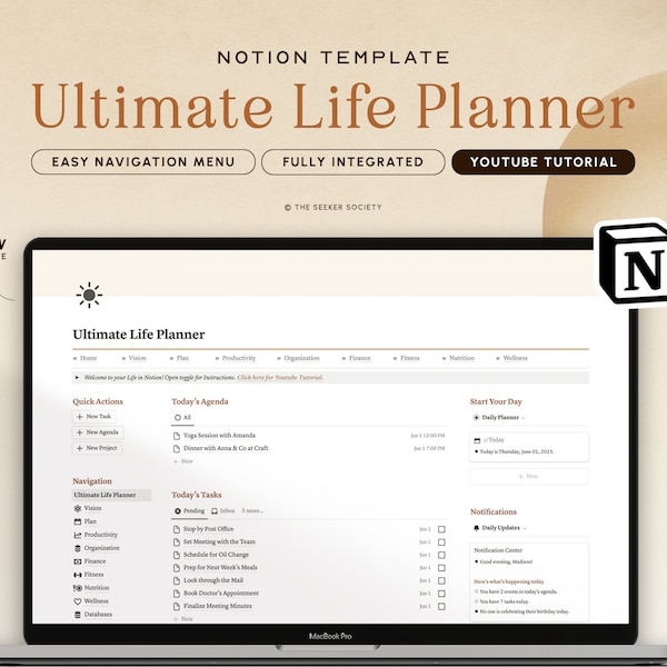 Notion Template Ultimate Life Planner All in One Notion Dashboard - Etsy