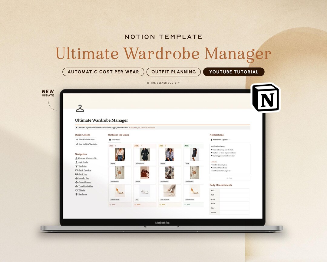 Notion Template Wardrobe Manager, Notion Outfit Planner, Notion ...