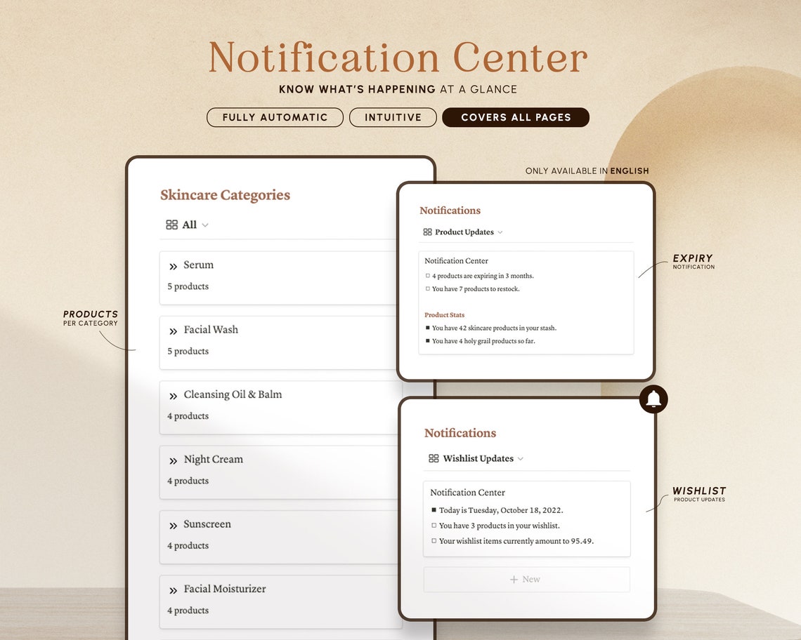 Notion Template Skincare Tracker Notion Planner Beauty - Etsy