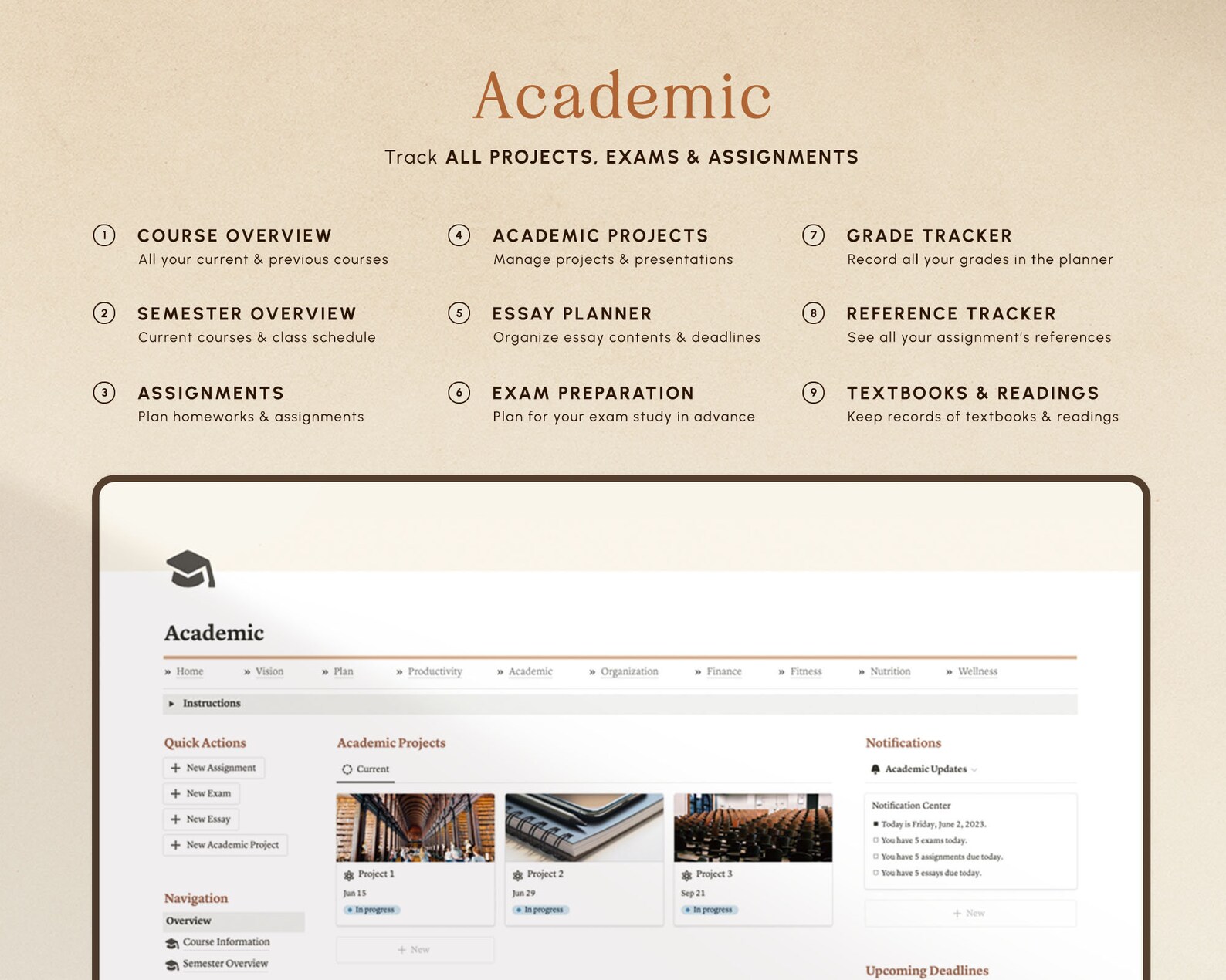 Notion Template Student Planner | Academic Planner, School Planner for ...