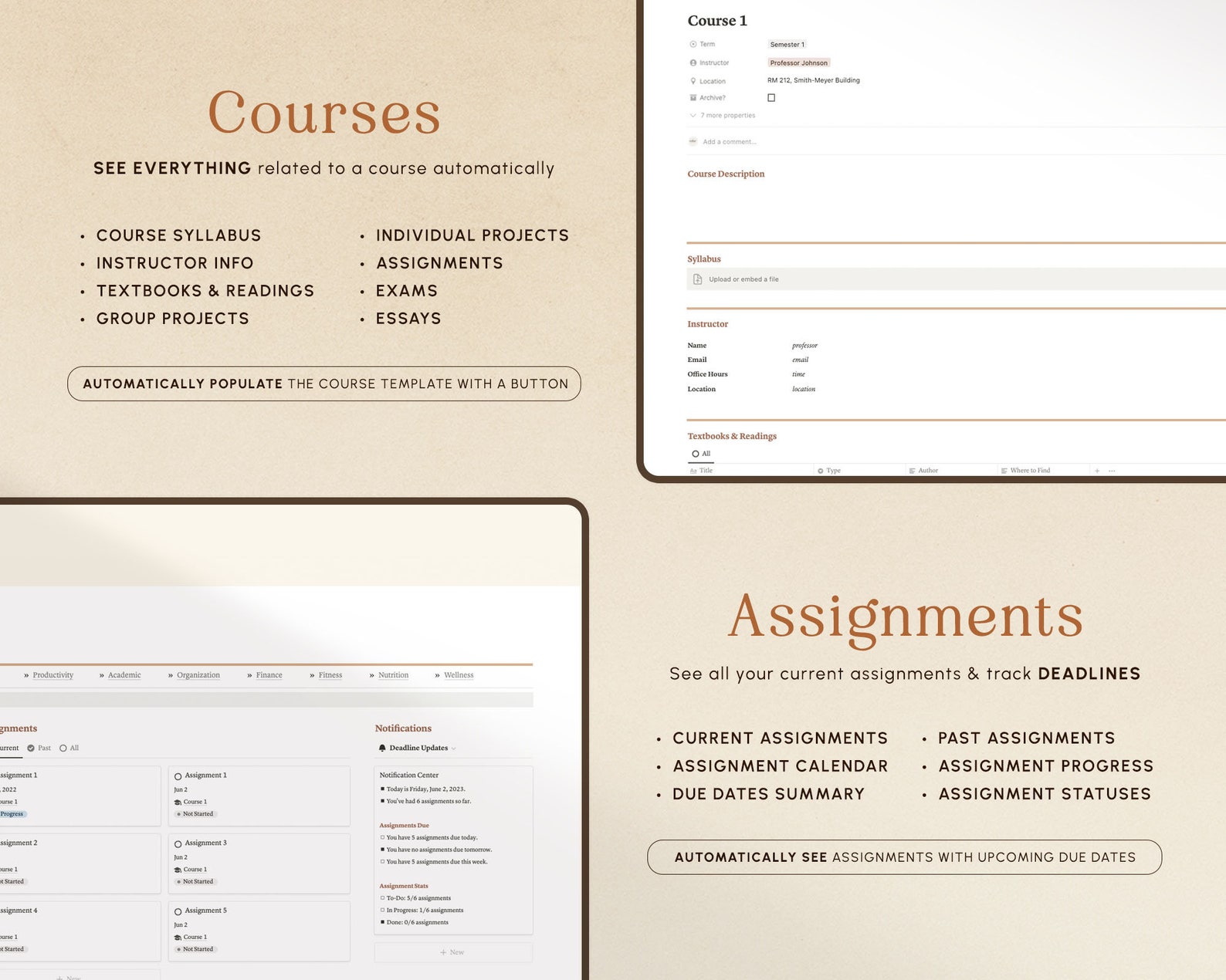 Notion Template Student Planner | Academic Planner, School Planner for ...