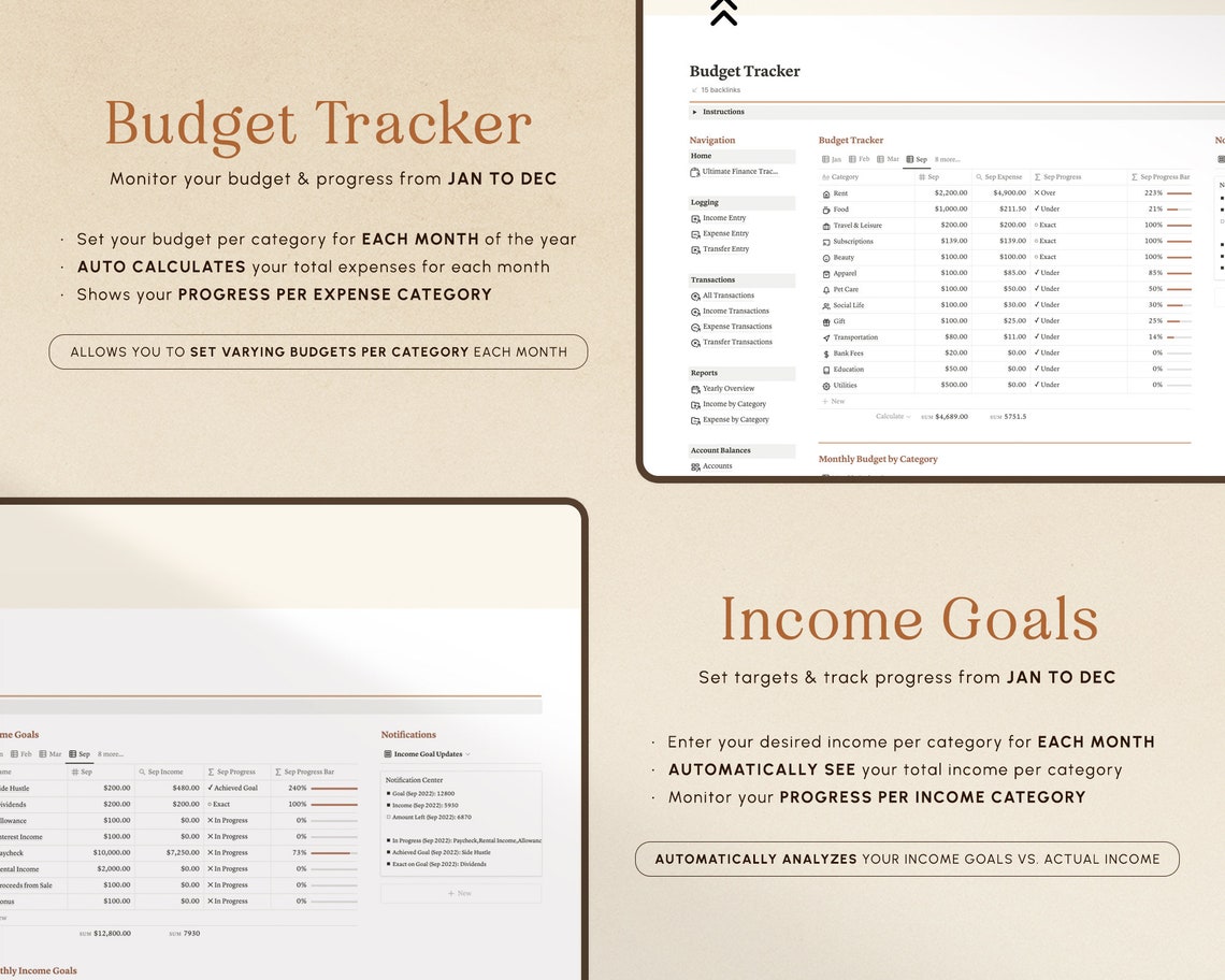 Notion Template Personal Finance Tracker Budget Tracker - Etsy