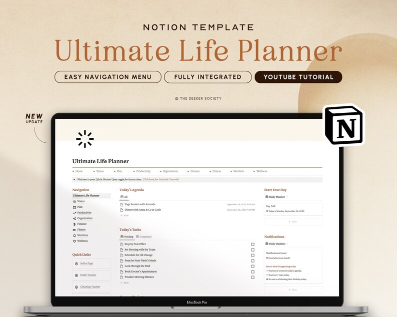 Notion Template Ultimate Life Planner All in One Notion - Etsy