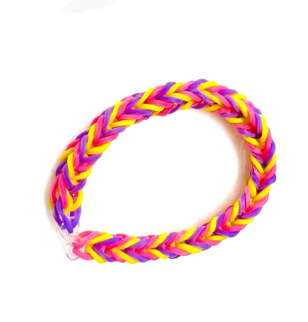 Fishtail Rubber Band Bracelet .... Rainbow Color - Etsy