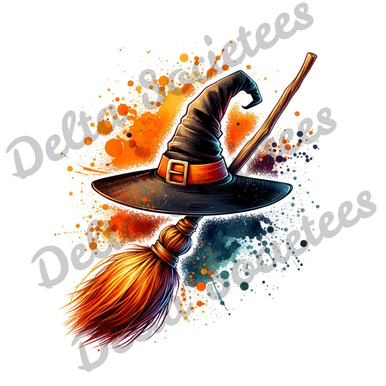 Witches' Hat With Broom, Fall PNG, Halloween PNG, Spooky Png, Autum ...