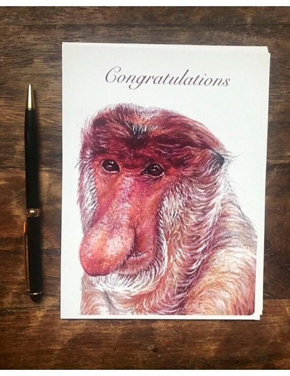 Proboscis Monkey Greeting Card | Etsy
