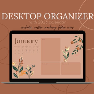 Desktop Organizer Wallpaper With 2023 Monthly Calendar - Etsy