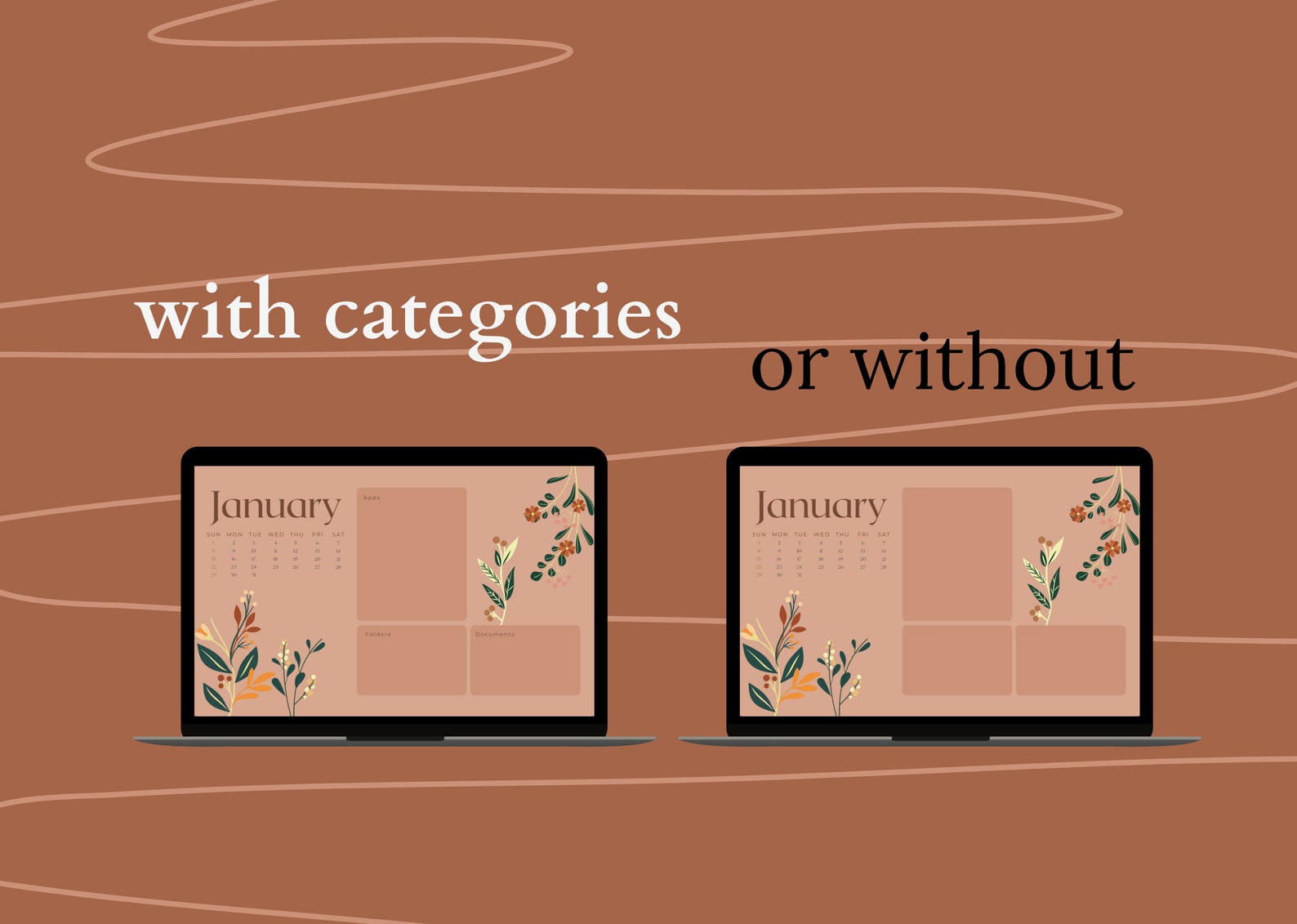 Desktop Organizer Wallpaper With 2023 Monthly Calendar - Etsy