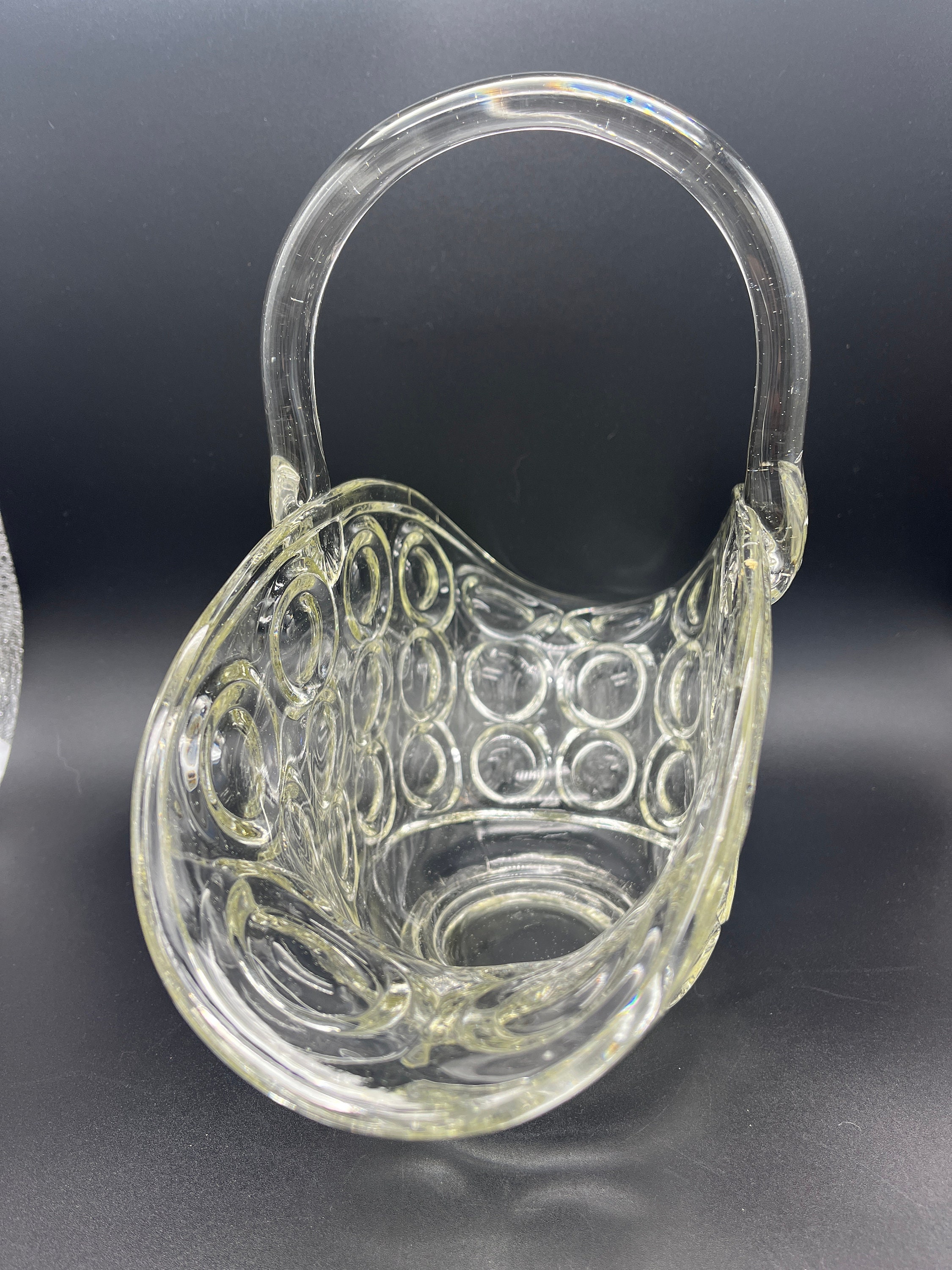 Antique Clear Glass Basket With Handle vintage Model Flint Glass Basket ...