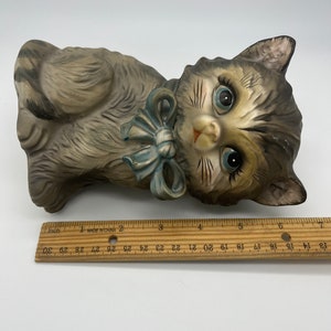 Vintage Lefton Kitten Coin Bank, Gray Tabby Cat W/ Blue Eyes, 1950s ...