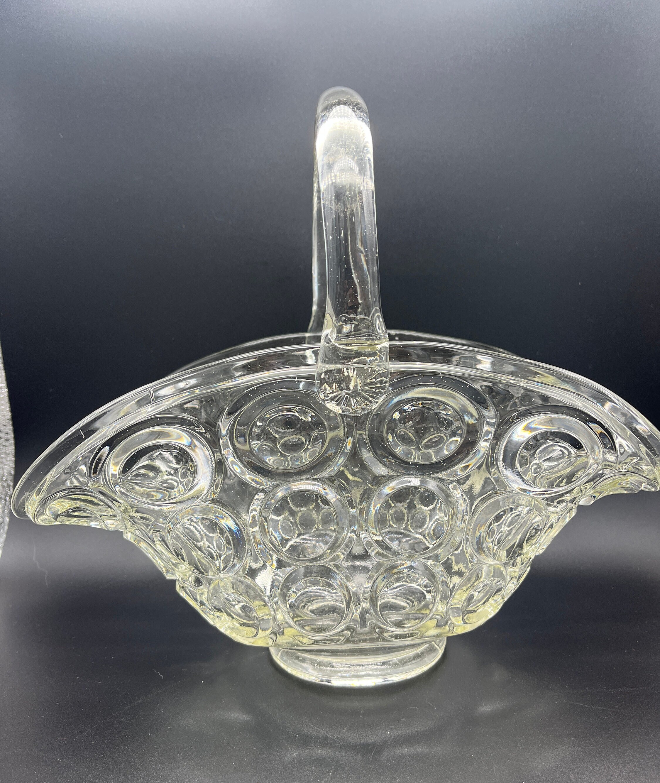 Antique Clear Glass Basket With Handle vintage Model Flint Glass Basket ...