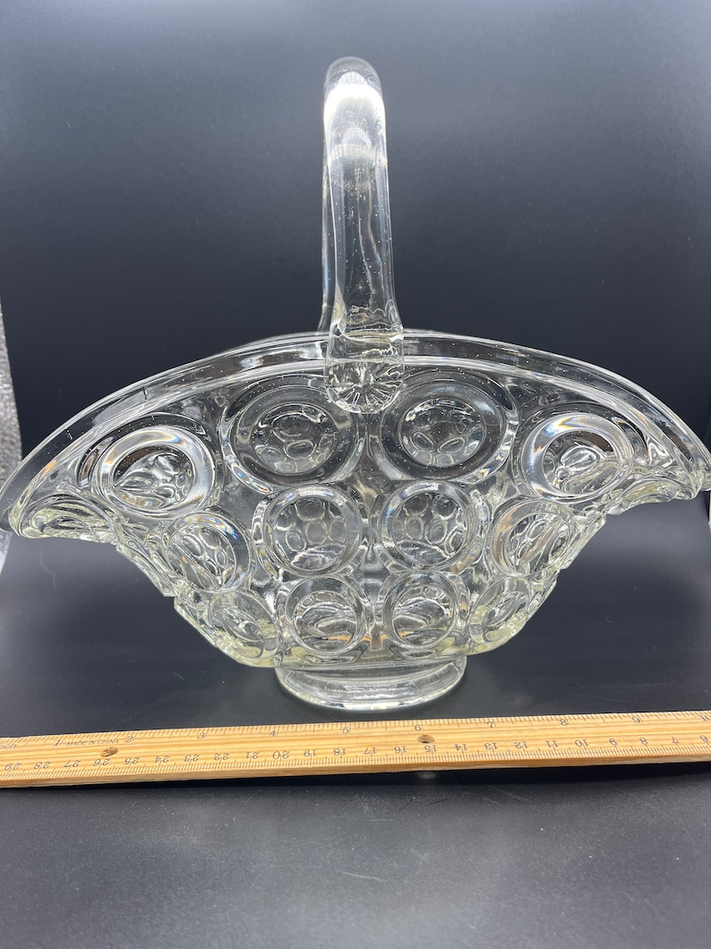 Antique Clear Glass Basket With Handle vintage Model Flint - Etsy