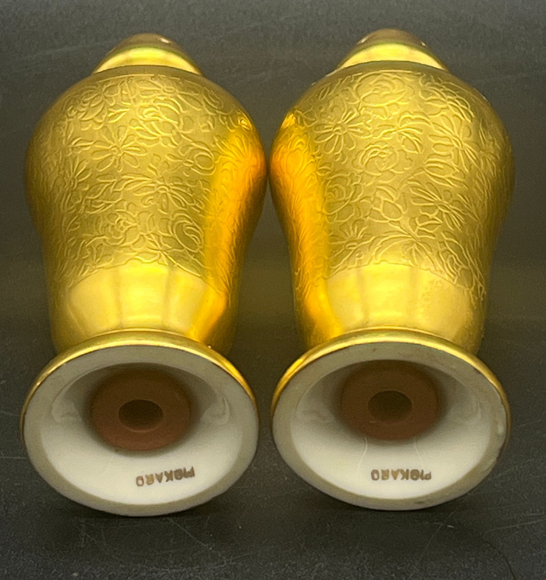 Vintage Pickard, Rose and Daisy Pattern Salt and Pepper Shakers, 24K ...