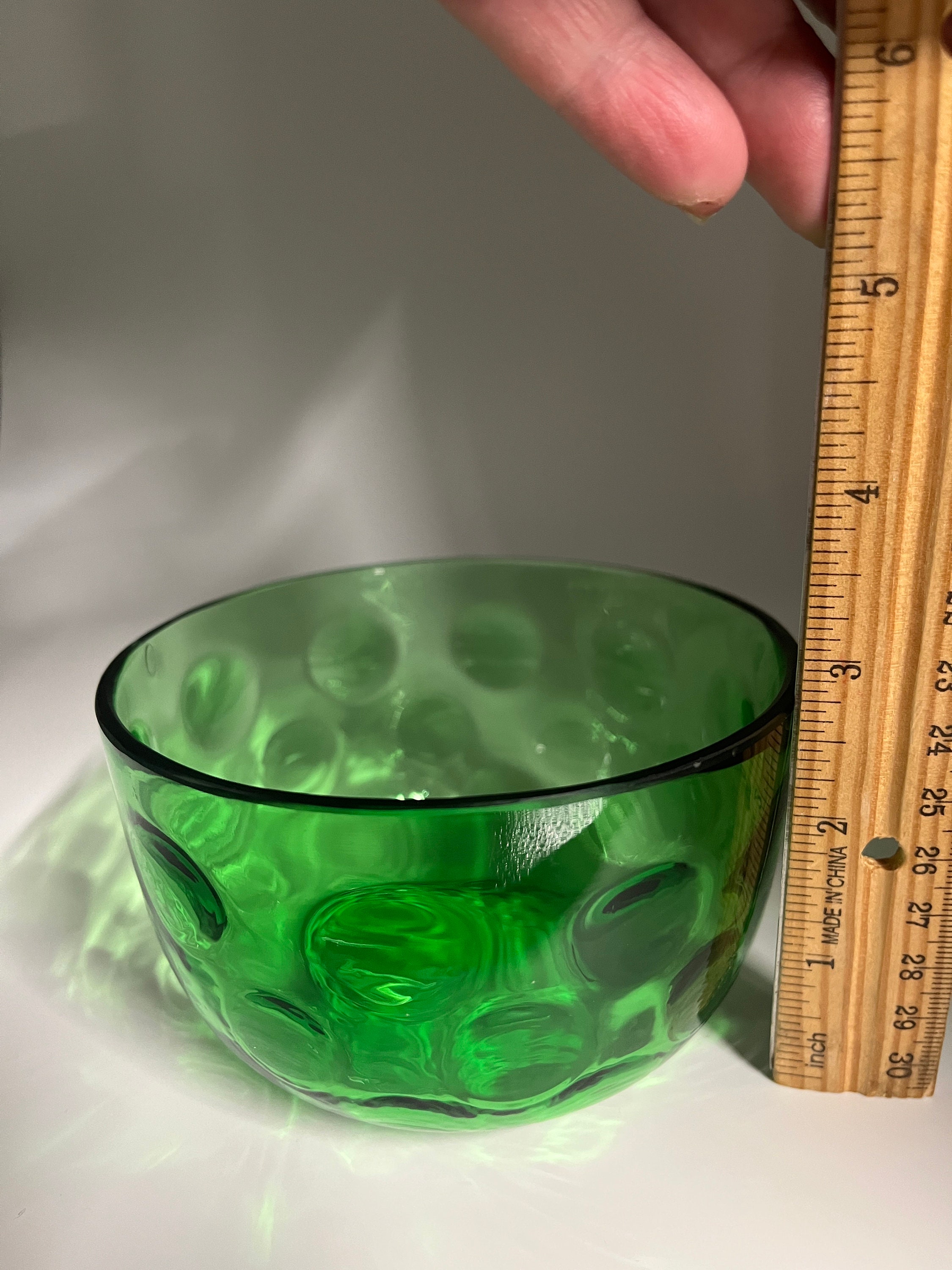 Vintage Emerald Green Coin Dot Glass Finger Bowl, MCM - Etsy