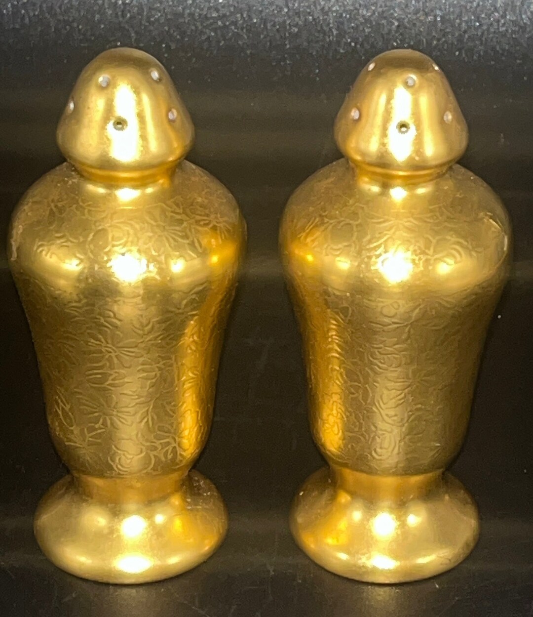 Vintage Pickard, Rose and Daisy Pattern Salt and Pepper Shakers, 24K ...