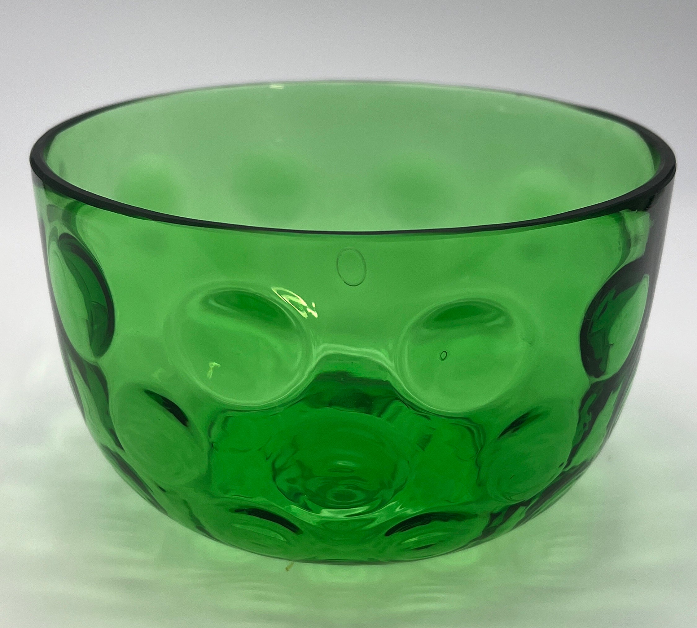 Vintage Emerald Green Coin Dot Glass Finger Bowl, MCM - Etsy