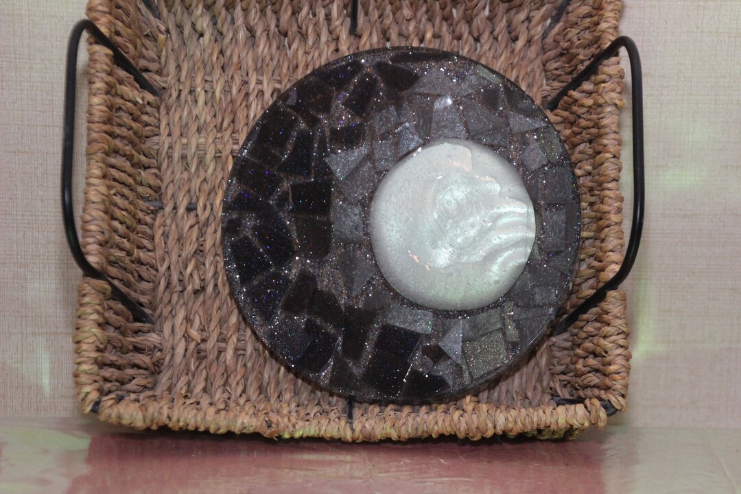 Night Sky Circular Mosaic Done in Black, Grey and White, Round Full ...