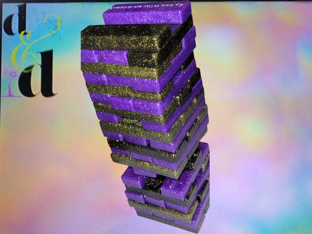 Purple & Black Drinking Stacking Game: Block Tower With Challenges - Etsy
