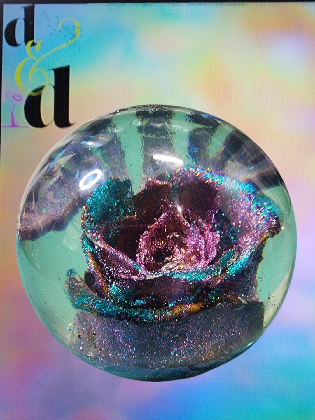 Lg Gazing Ball, Forever and Always Gazing Ball, Large Glitter Rose ...