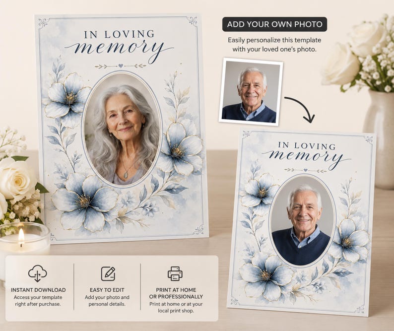 Editable Funeral Memorial Poster Template, in Loving Memory Sign ...