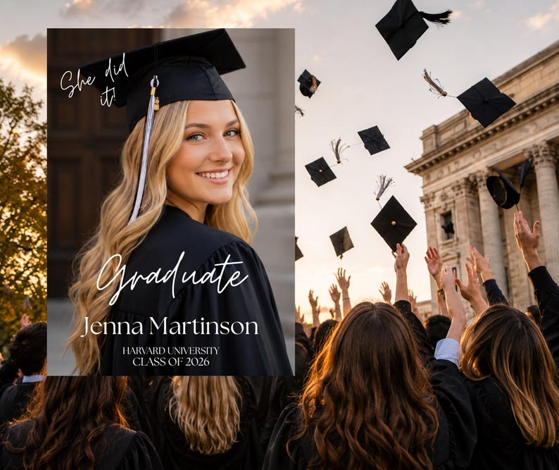 Editable Graduation Announcement Photo Card, Class of 2026 Party ...