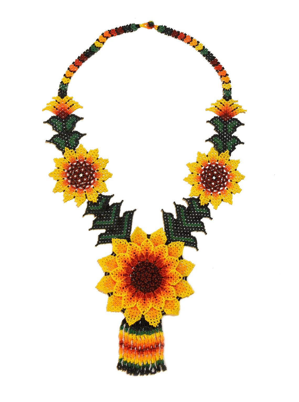 Sunflower Necklace - Ethnic Mexican Beadwork - Boho - Etsy