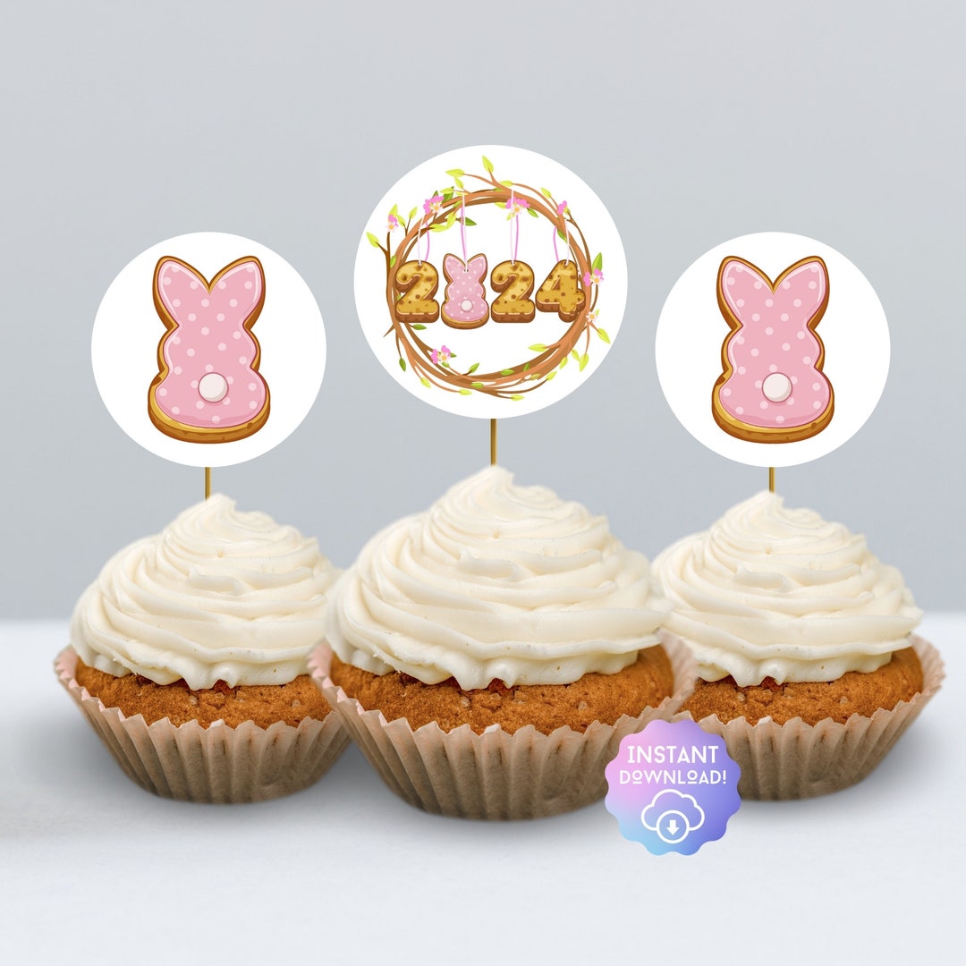 Happy Easter Cupcake Topper, Easter Cake Topper PDF, Cake Decoration ...