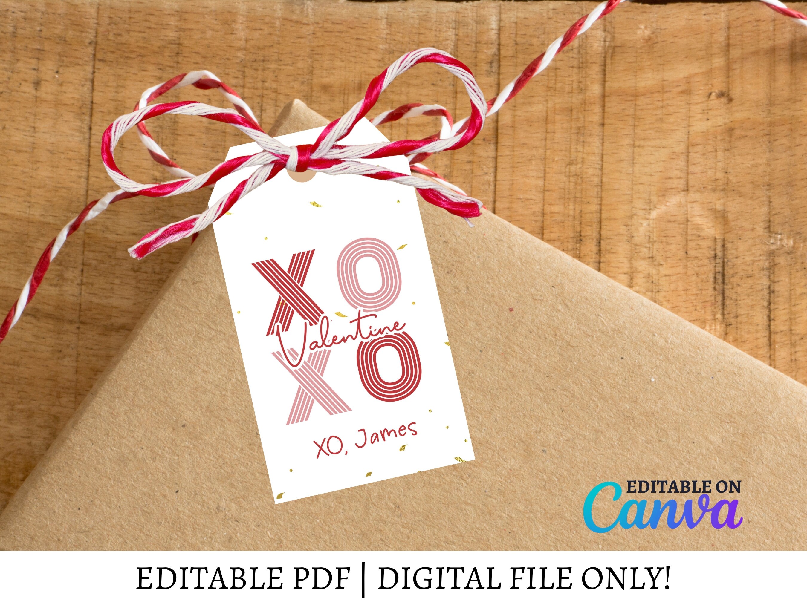 Valentine's Day Gift Tag Template, Printable Cookie Tags (PDF) - Etsy