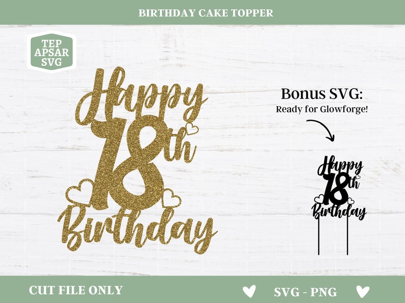 Cake Topper SVG, Happy 18th Birthday SVG, Happy Birthday Cake Topper ...