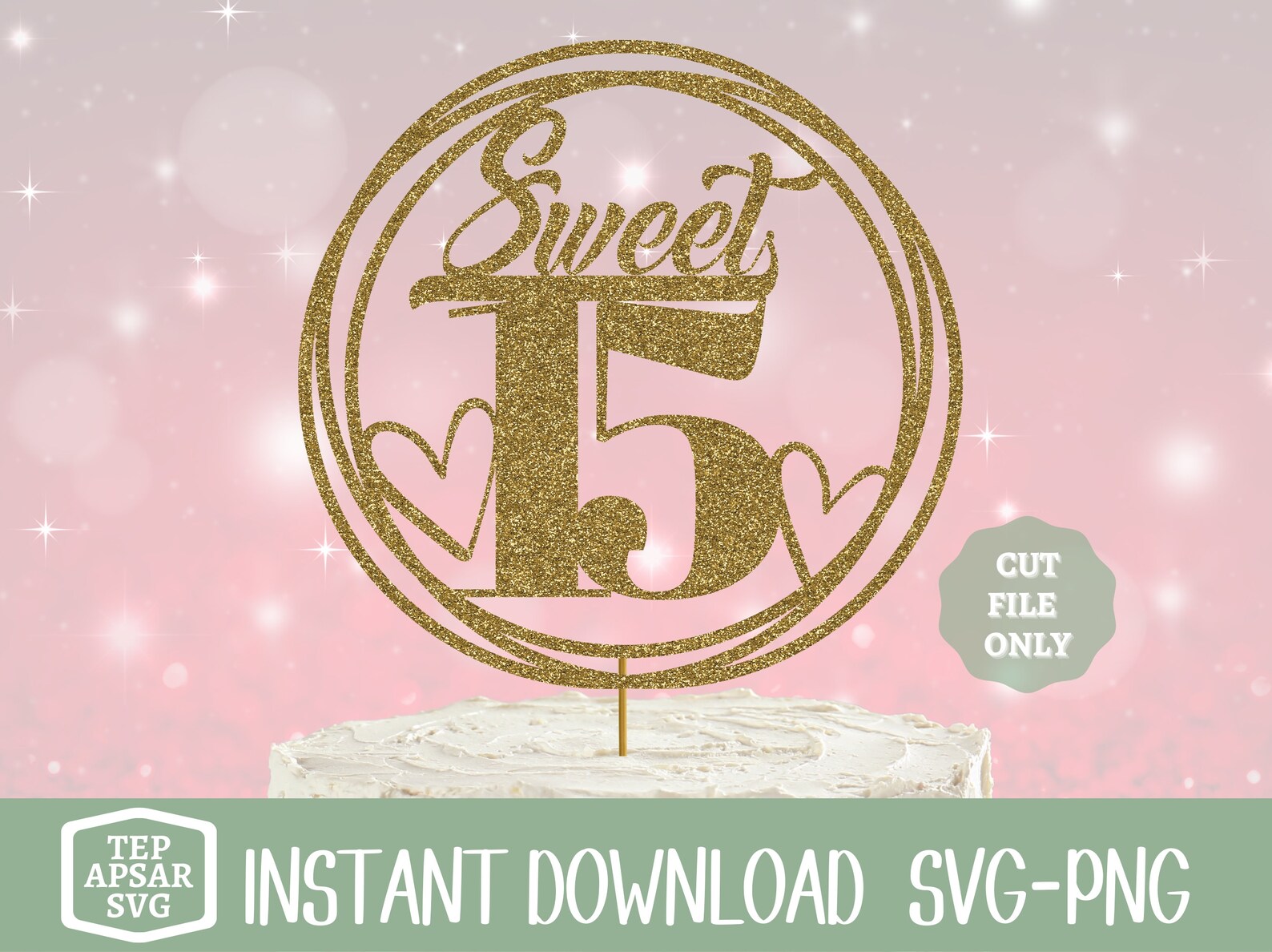 Quinceanera Cake Topper SVG: Sweet 15 Cut File (digital Download) - Etsy
