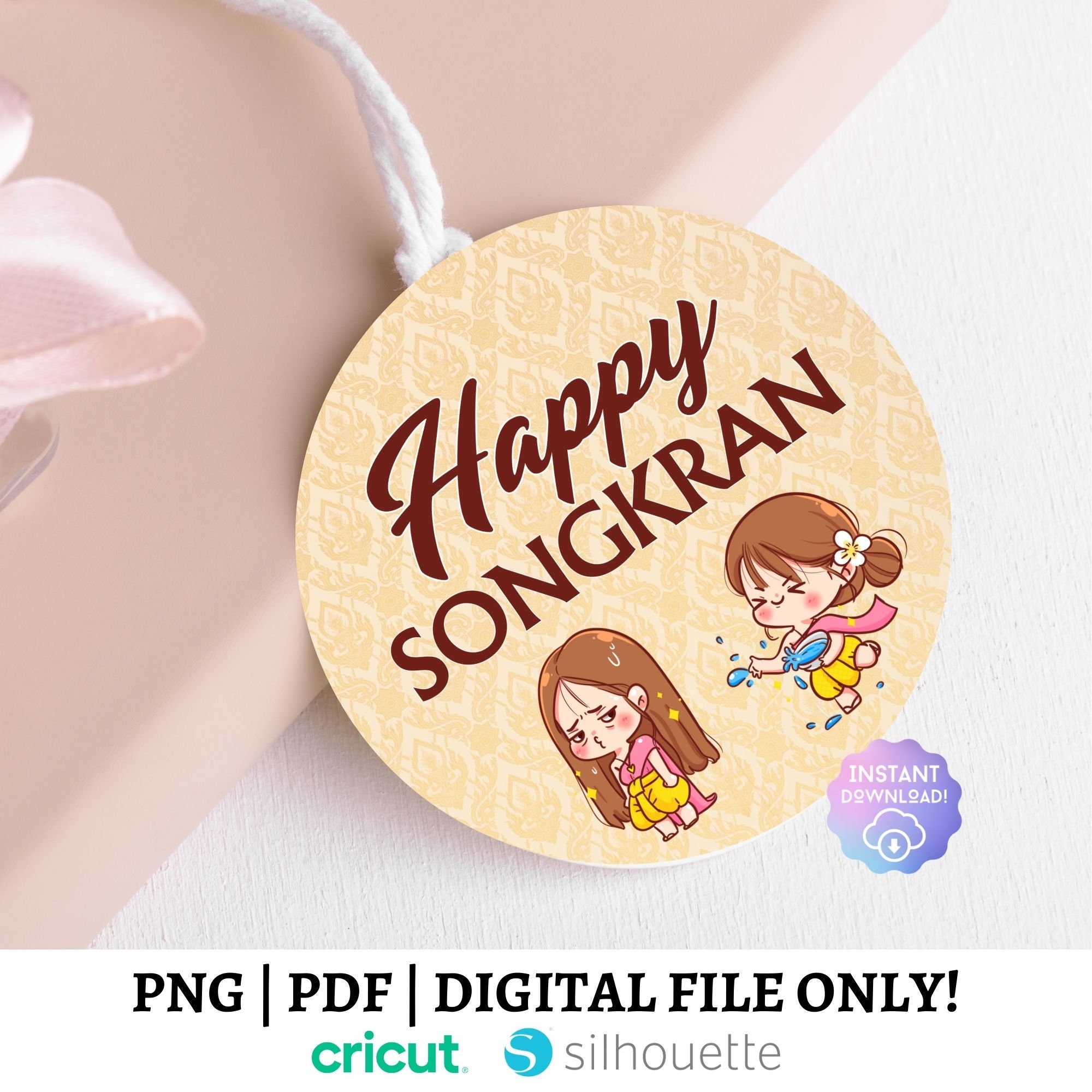 Happy Songkran Gift Tag Template: Thai New Year Stickers (digital Cut ...