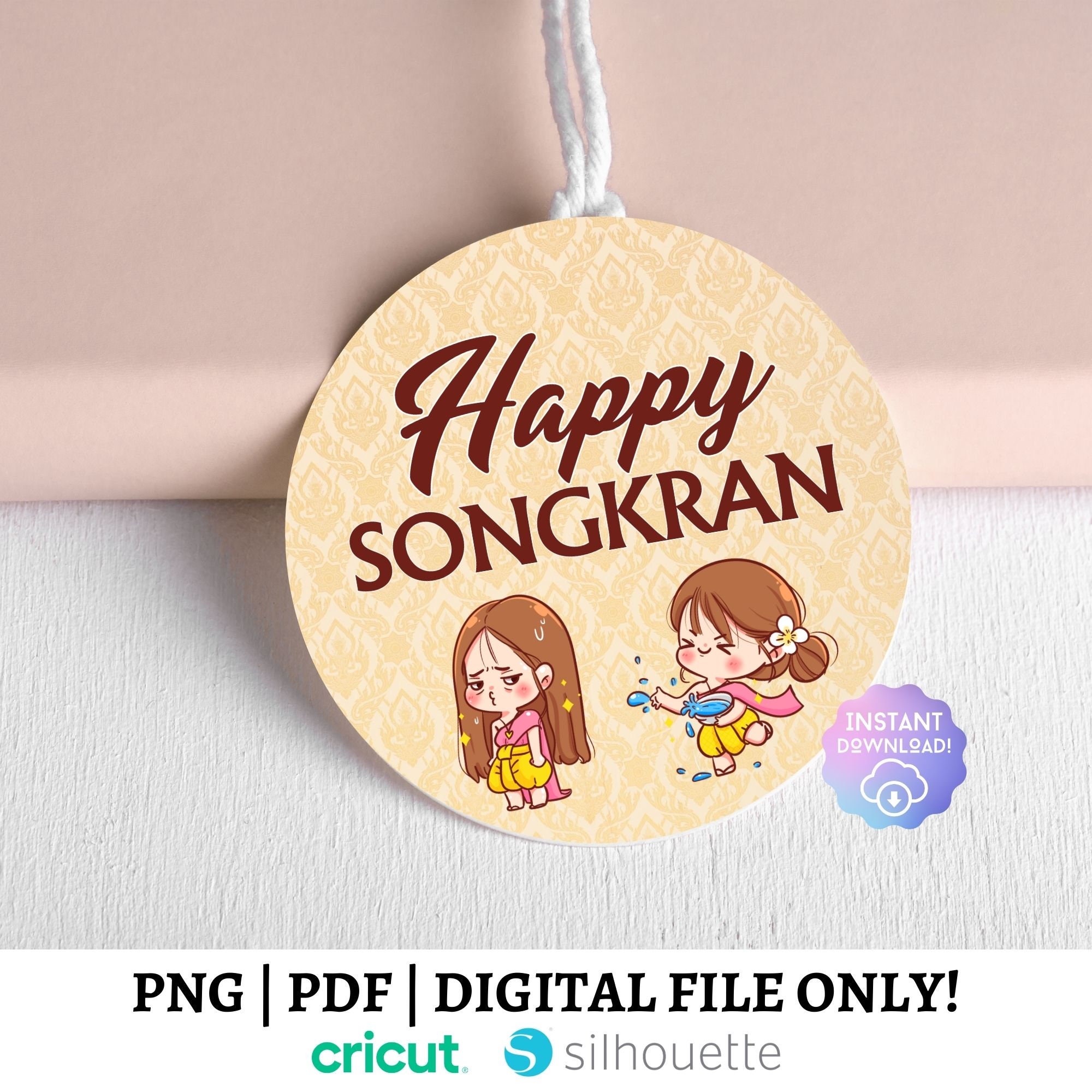 Happy Songkran Gift Tag Template, Thai New Year Theme Invitation, Gift ...