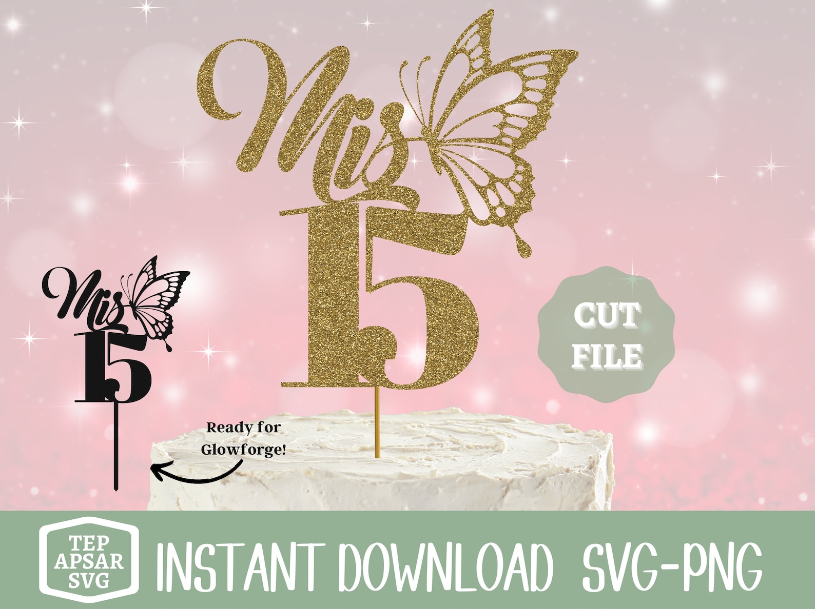 Mis Quince Cake Topper SVG, Quince Anos, Feliz Cumpleanos Svg, Feliz ...